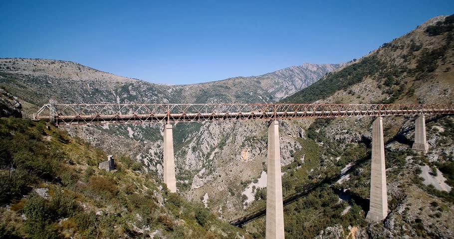 Aerial, Train Bridge Over Mala Rijeka, Montenegro - Native Material ...