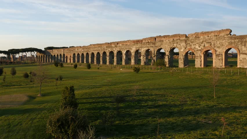 Aerial Drone Footage View Of ANCIENT ROMAN AQUEDUCT - ROME - ITALY A ...