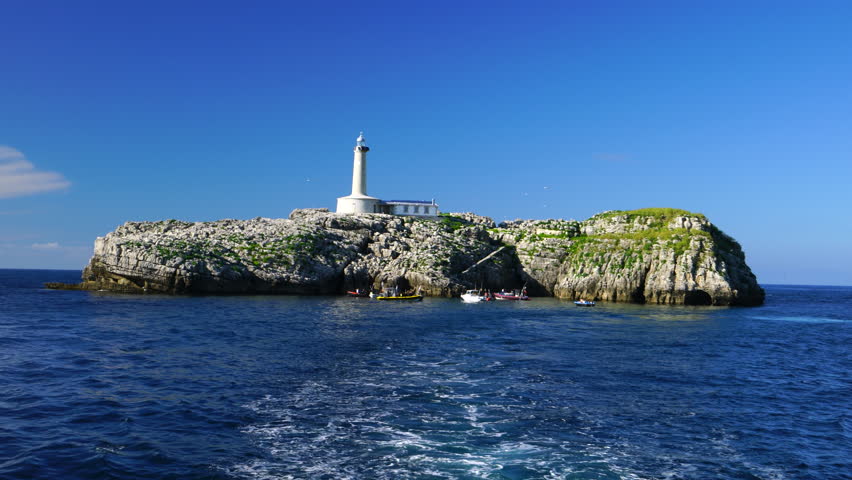 Mouro Island Lighthouse, Santander, Cantabria, Stock Footage Video (100 ...