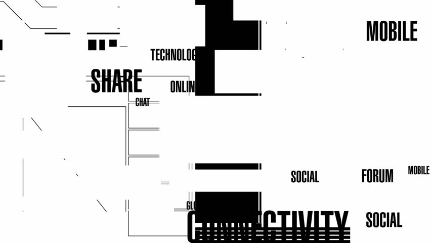 Random, Blinking, Animated Background Of Graphical Elements And Words ...