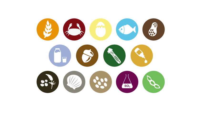 Food Allergens Icons Motion Graphics Stock Footage Video (100% Royalty ...