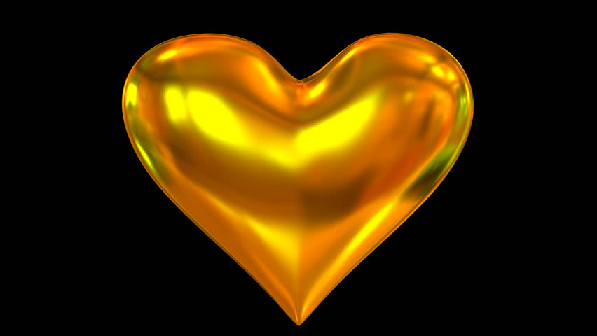 Animated Spinning Glowing Gold Heart Against Transparent Background ...