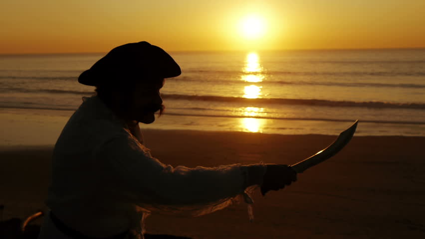 Explorer with Dagger Silhouette (hd). Stock Footage Video (100% Royalty ...