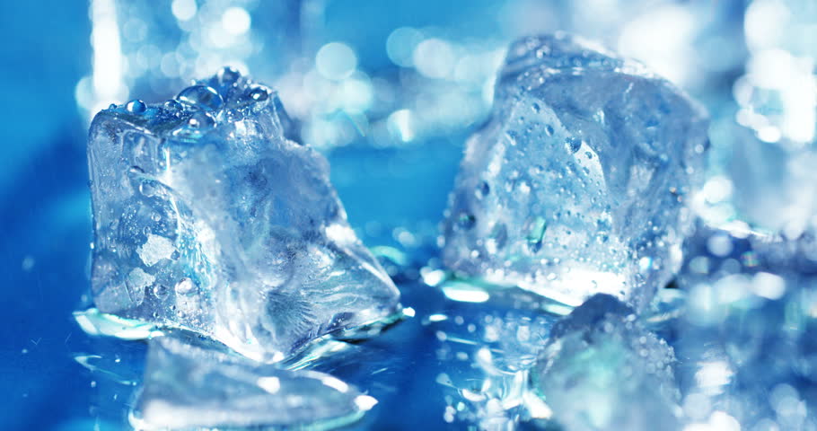 Macro Panning Of Frozen Blue Ice Bubbles Close Up Of Frozen In Blue Ice ...