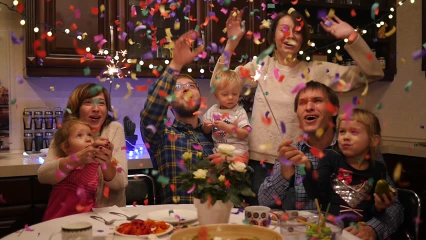 Cheerful Family Home Party Celebration Stock Footage Video (100% ...
