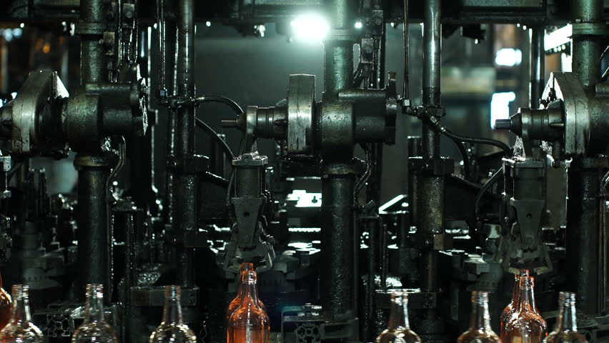 Production Of Glass Bottles. Glass Recycling. Bottle Manufacturing ...