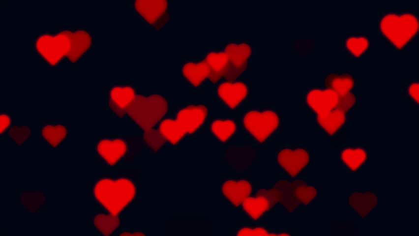 Animated Slow Moving Many Red Heart Particle On Black Backdrop Useful ...