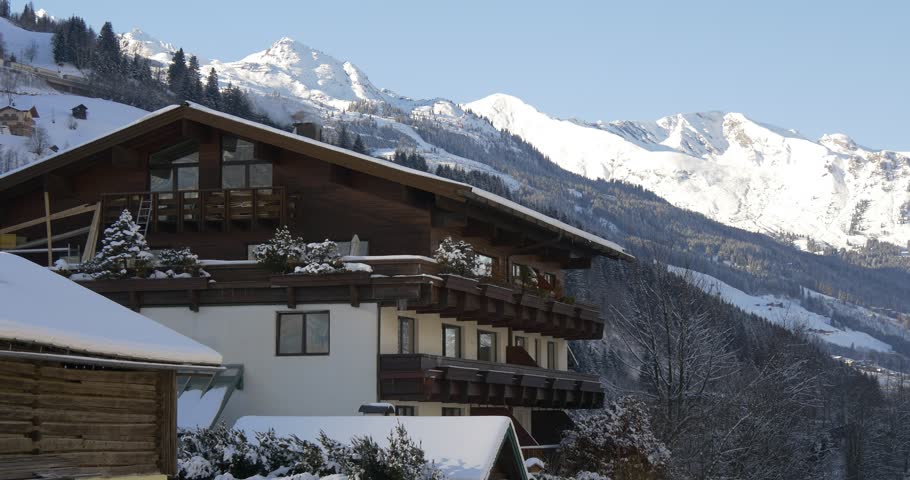 Typical Alpine Hotel in the Stock Footage Video (100% Royalty-free ...