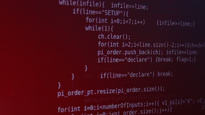 Animated Source Code Scrolling, White Characters Black Background ...
