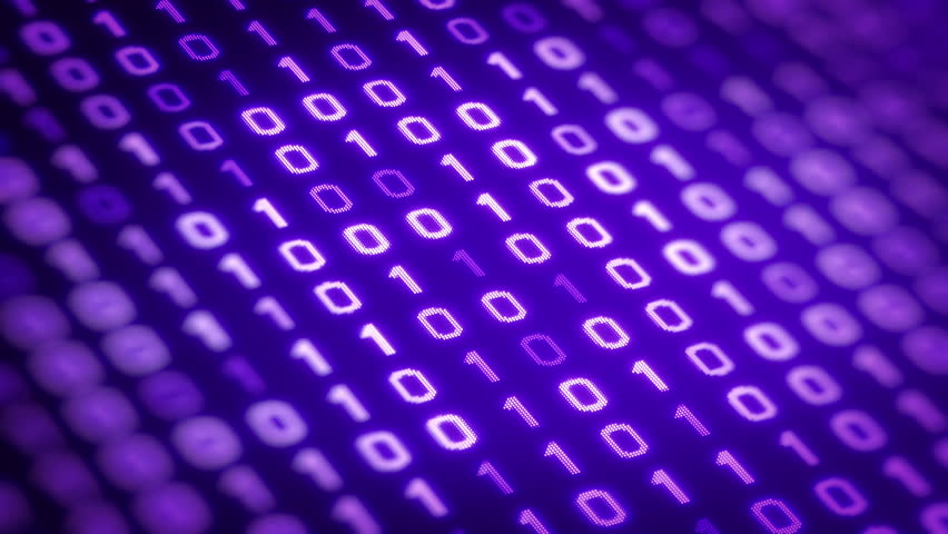 Technology Purple Background With Animated Strokes Of Binary Code On 1265