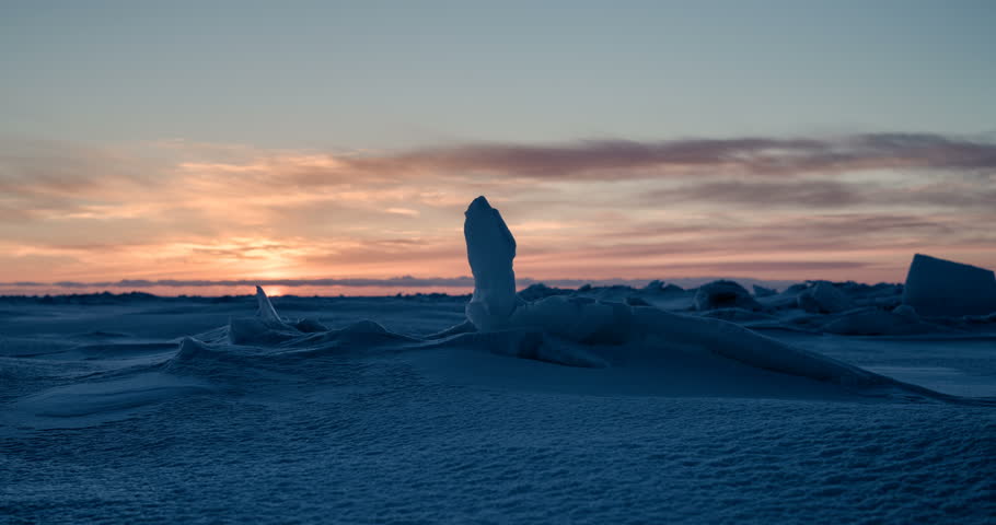 Sunrise Over Frozen Bering Sea Ice, Arctic Alaska, Time Lapse Stock ...