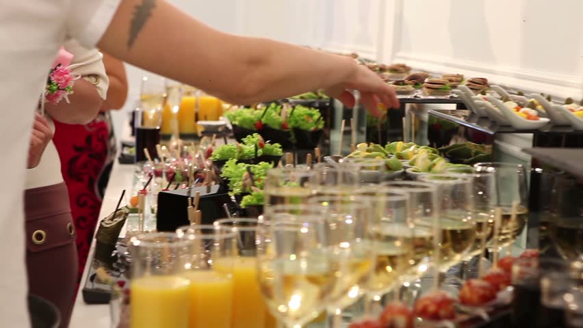 Buffet with Snacks, Cocktail, Snacks Stock Footage Video (100% Royalty ...