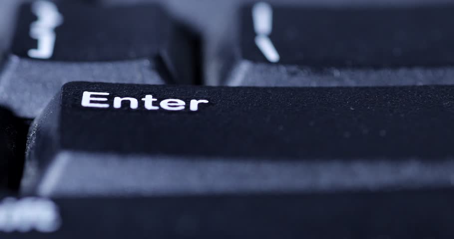 Finger Continuously Typing Enter Key Close Up Loop Footage. Hands ...