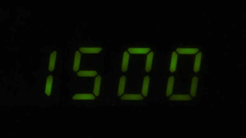 Digital Countdown Timer In Green Color Over Black Background Stock ...