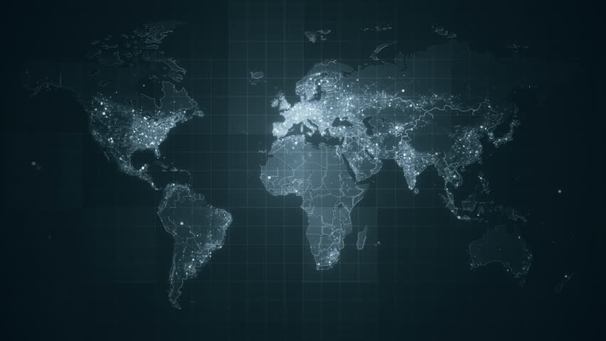 Global Blue World Map Loop. This Animated World Map With Visual Effects ...
