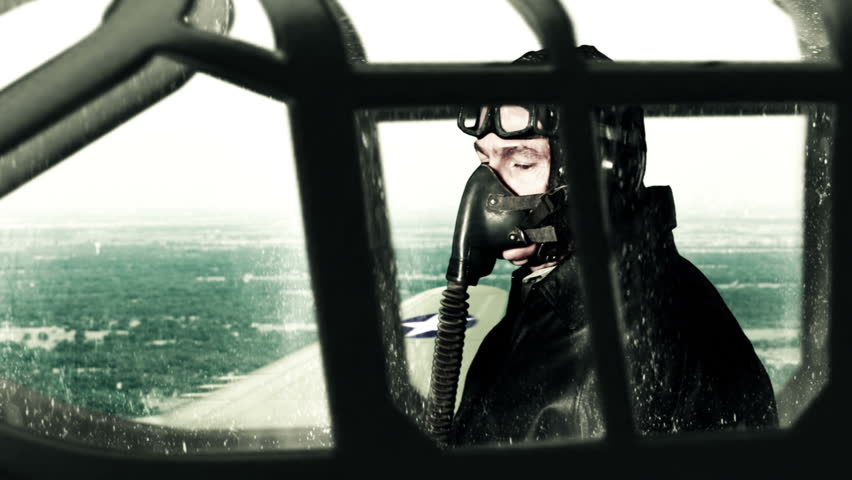 WWII Fighter Pilot Scout Flying A Reconnaissance Mission. Stock Footage ...