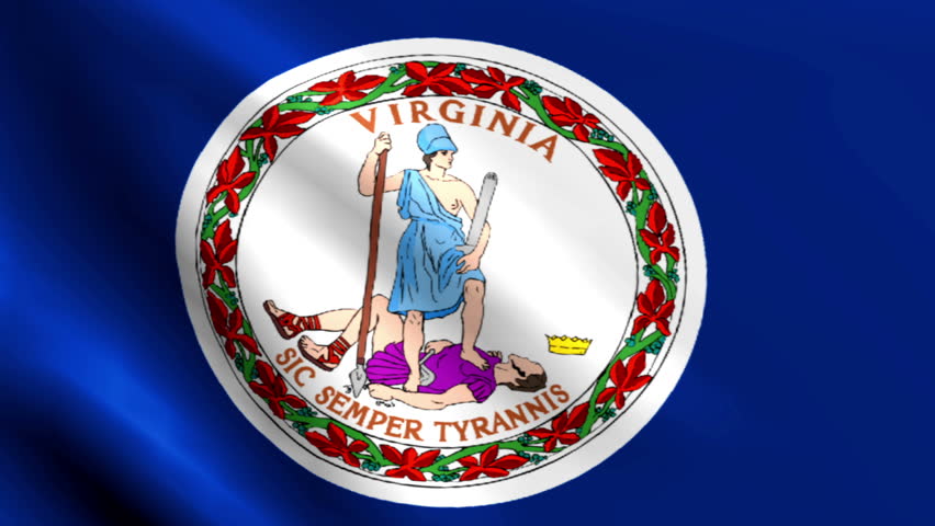 US State Flag Of Virginia Gently Waving In The Wind. Seamless Loop With ...