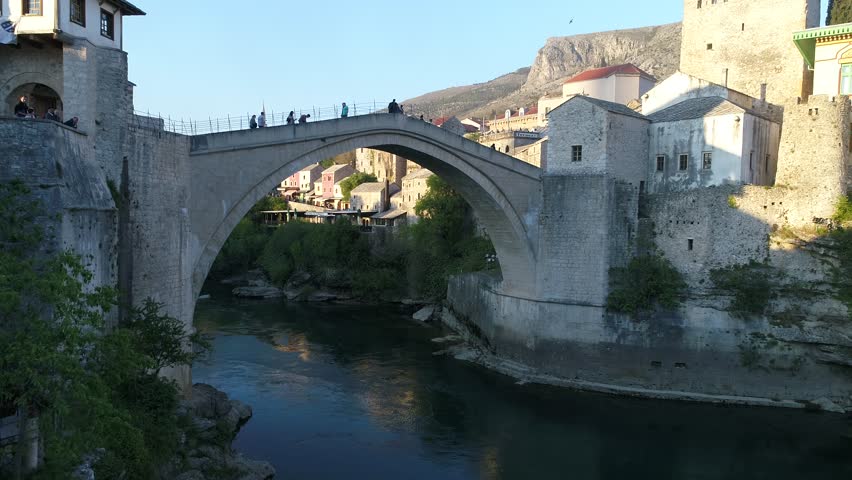 Old Bridge In Mostar, Bosnia And Herzegovina | Aerial View Old Bridge ...