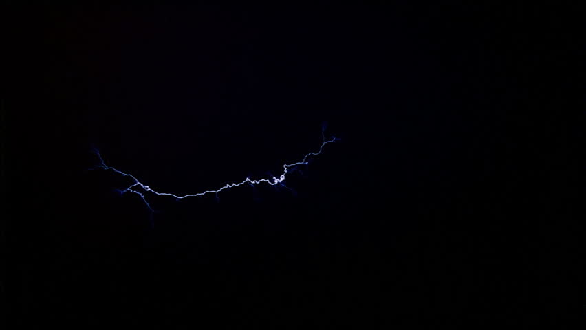 Overhead View Of Multiple Branching Lightning Effect Electric Arcs