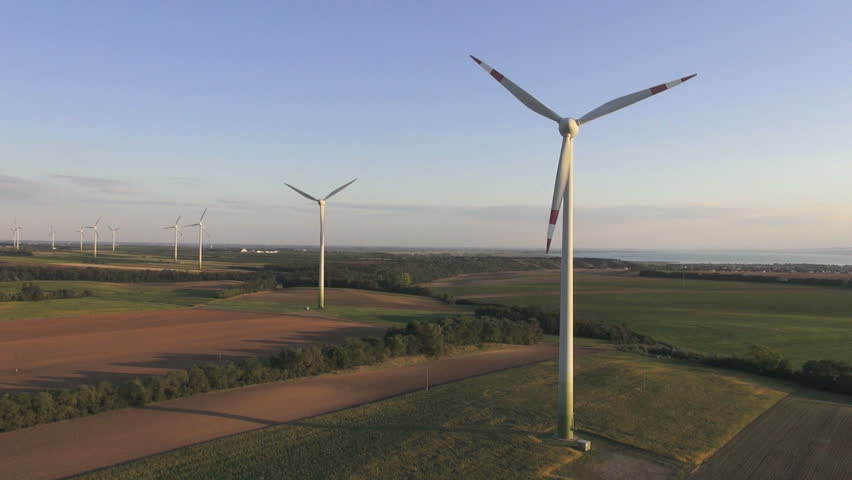 Aerial View of Windpark in Stock Footage Video (100% Royalty-free ...