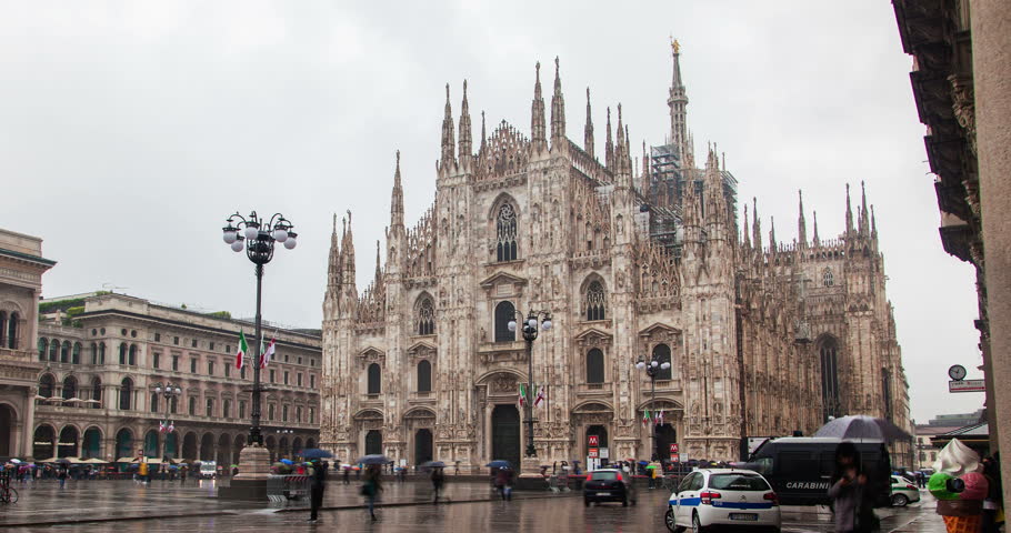 Milan City Skyline Sunrise Timelapse At Milano Duomo Cathedral, Milan ...