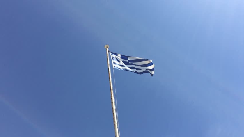 Greek National Flag Flying On Stock Footage Video (100% Royalty-free ...