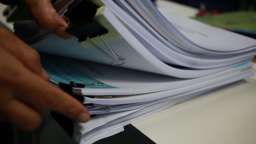 Working in Stack of Paper Stock Footage Video (100% Royalty-free ...