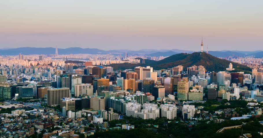 4k Timelapse Of Beautiful Cityscape With Seoul Tower Modern Building ...