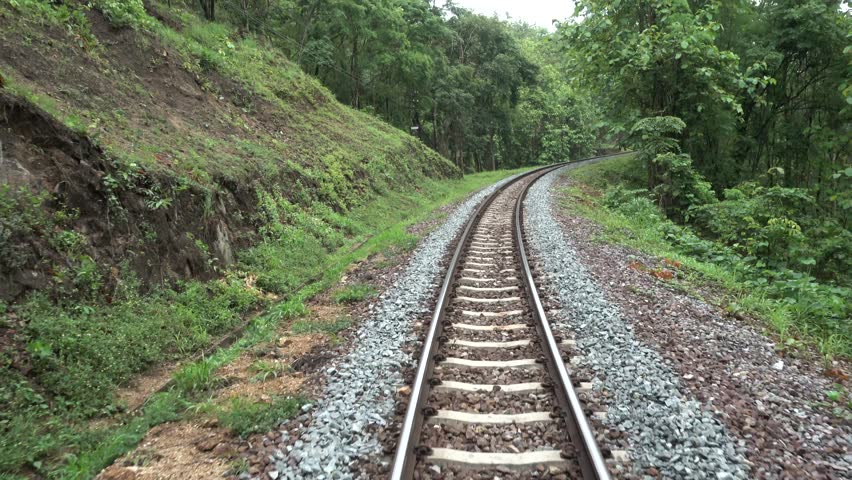Back View of Railroad Train Stock Footage Video (100% Royalty-free ...