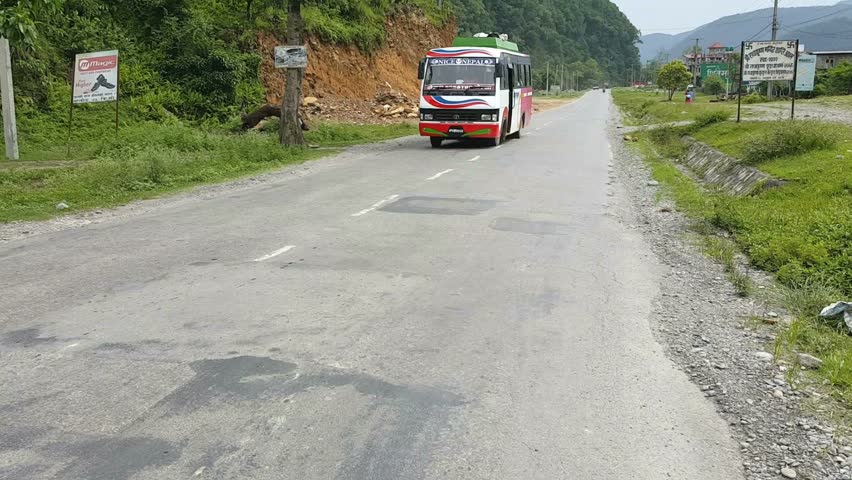Pokhara, Nepal - June 6, 2017: Road Transportation In Hilly Terrain ...