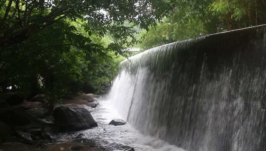 Top View Misty Forest Rocks, Soothing Athirapally Vazhachal Waterfall ...