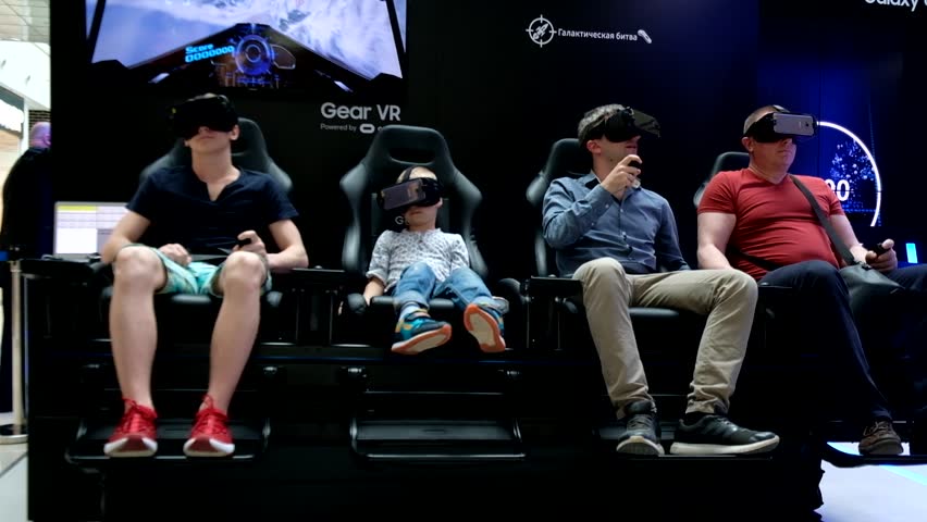 Moscow, Russia - June 11, 2017: People With An Immersive VR Content ...