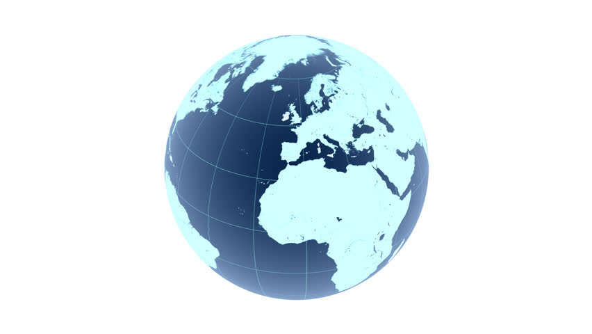 Rotating 360 Clean Earth Globe With Transparent Oceans And Very ...