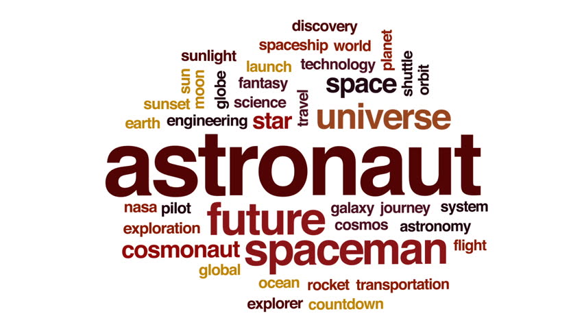 Stock Video Clip of Astronaut animated word cloud, text design ...