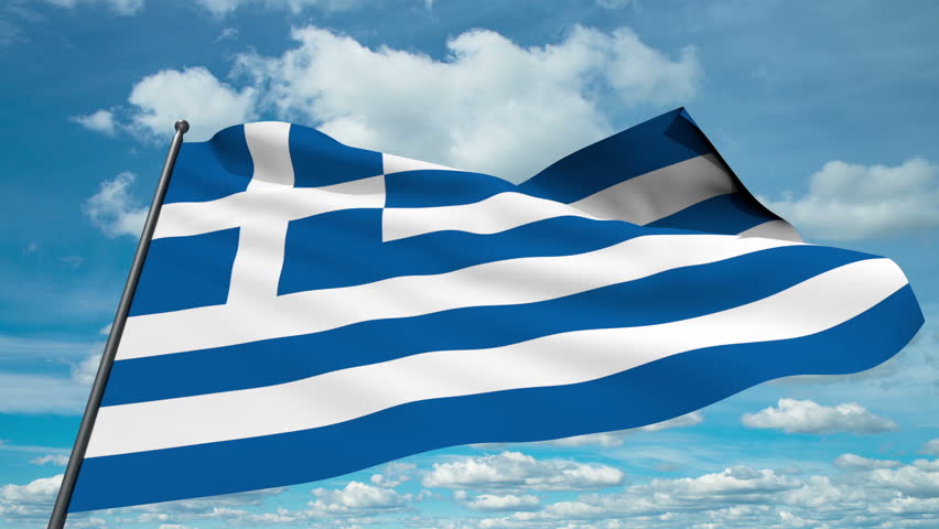 Stock Video Clip of Greece flag waving against time-lapse clouds ...
