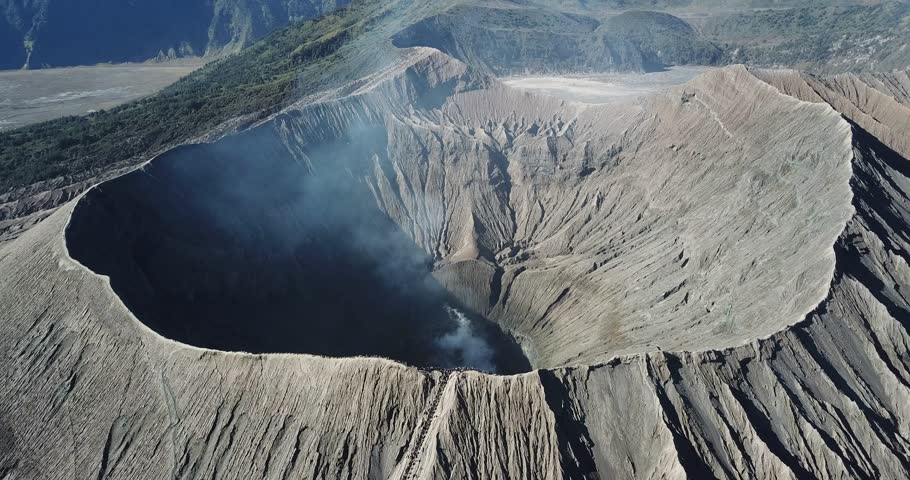 Mountain Bromo Active Volcano Crater Stock Footage Video (100% Royalty ...