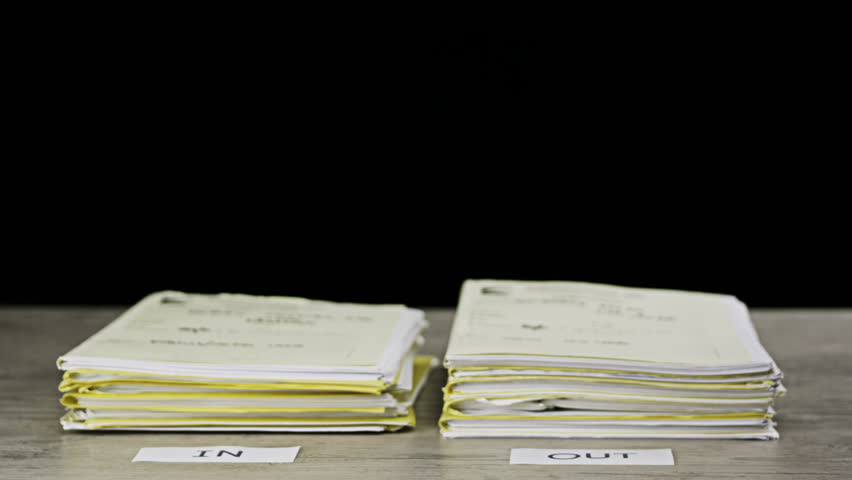 In And Out Box Showing Paper Documents Moving From One Pile To The ...