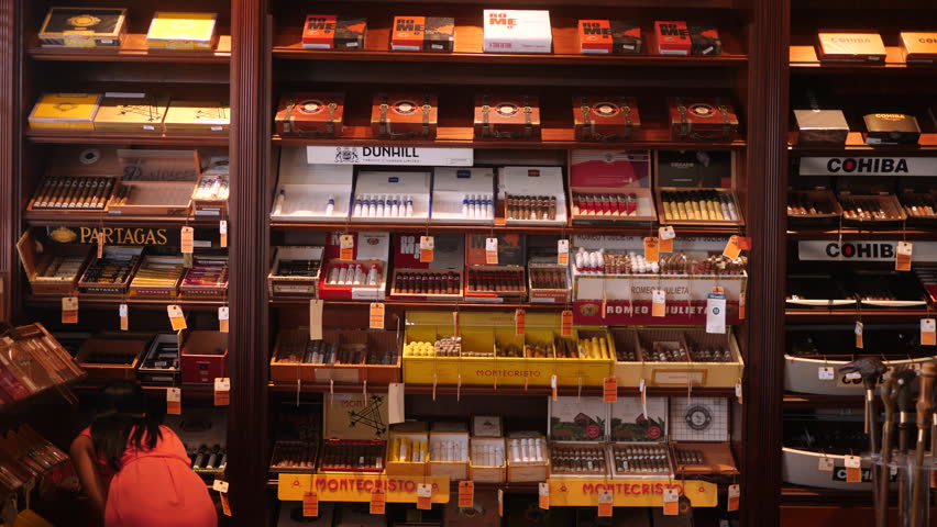 Stock Video Clip of Miami, August 2017. Interior cigar store with ...
