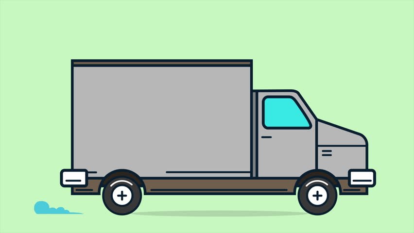 Delivery Truck Animation Against The Background Of City.2D Animation ...