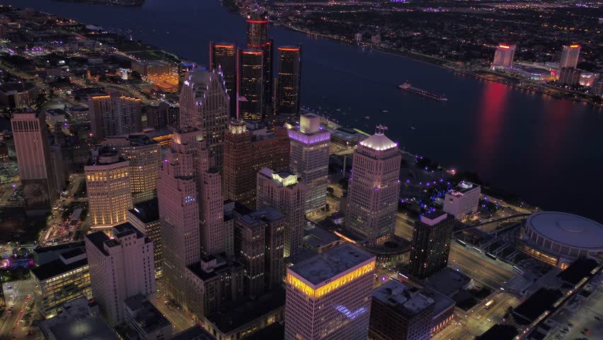 Aerial Michigan Detroit July 2017 Stock Footage Video (100% Royalty ...