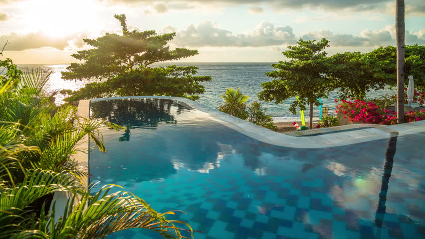 Exotic Romantic Sunrise Infinity Pool With Panoramic Sea Views ...