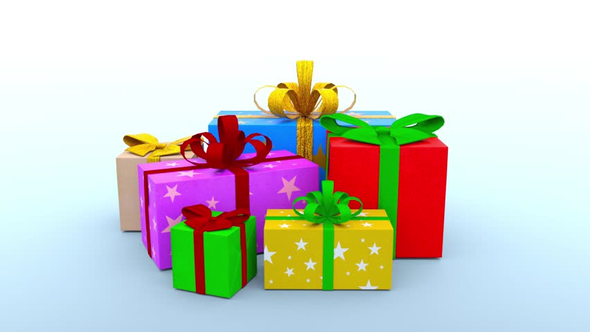 Gift Boxes Animation. White Background, 4 In 1, Created In 4K, 3d ...
