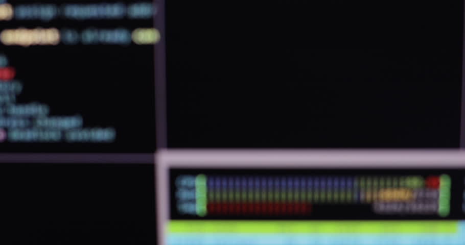 Computer Code Running In A Virtual Space. Loopable. Dark Blue. Dolly In ...