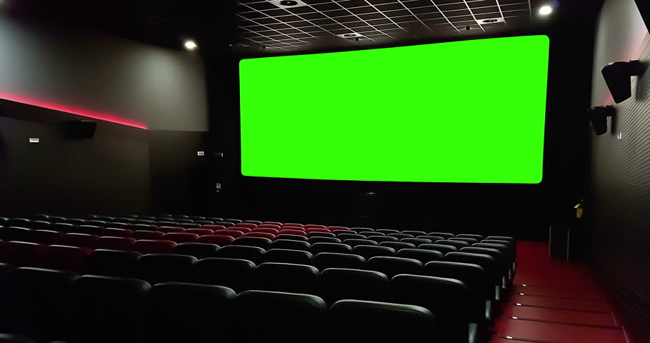 Cinema Screen With Green Screen And Open Red Seats Stock Footage Video ...