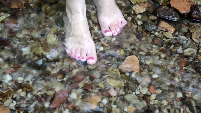 Stock video of woman's feet in stream | 3357947 | Shutterstock