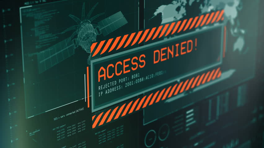 Access Denied Warning Message On Screen, Login Attempt, Data Theft Prevention. Emergency Alert ...