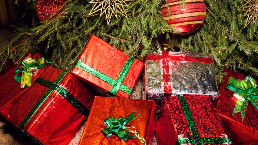 Seven Christmas Presents are Placed Stock Footage Video (100% Royalty ...