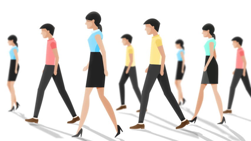 Crowd Waking Moving Forward, People Stock Footage Video (100% Royalty ...