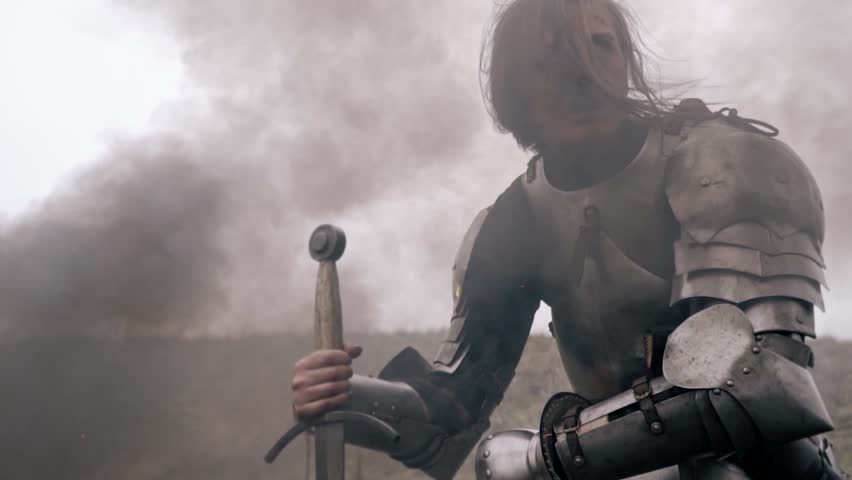 Wounded Woman Knight Sits in Stock Footage Video (100% Royalty-free ...