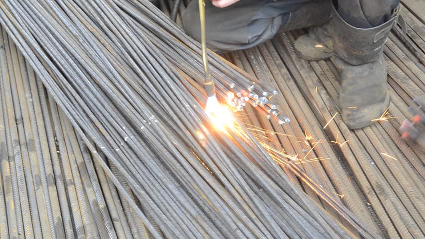 Cutting Steel Rebar Cutting Torch Stock Footage Video (100% Royalty ...